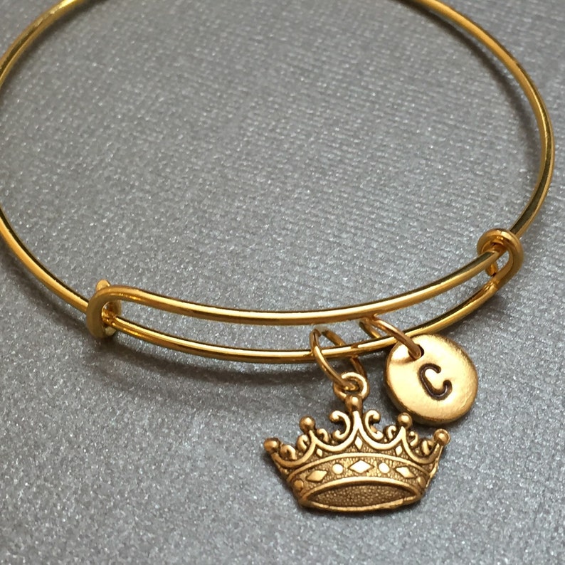 Crown Bangle Crown Charm Bracelet Expandable Bangle Charm - Etsy