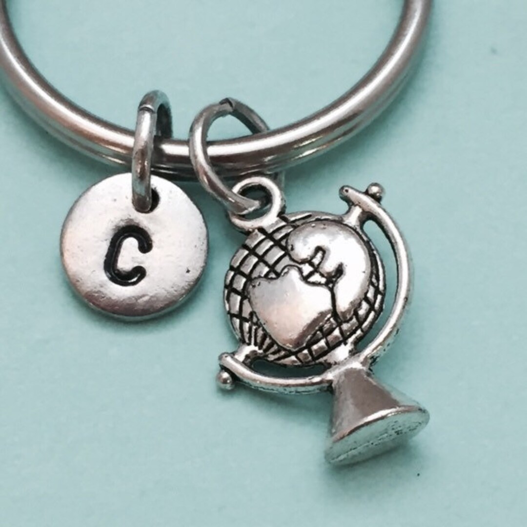 Globe Keychain, World Globe Keychain, Globe Charm, Personalized ...