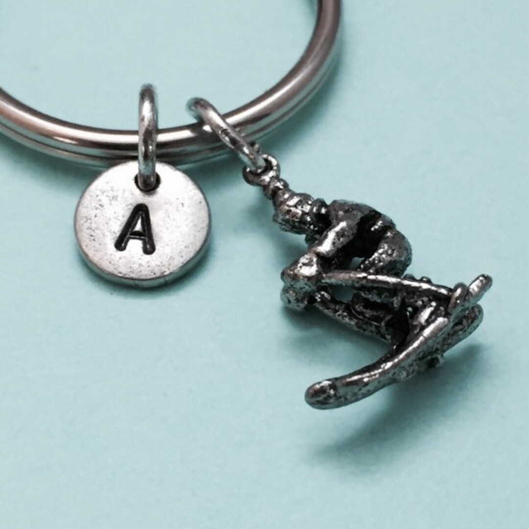 Man Skiing Keychain, Man Skiing Charm, Sports Keychain, Personalized ...