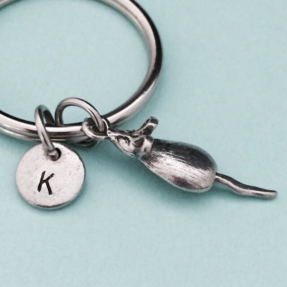 Mouse Keychain Mouse Charm Personalized Keychain Initial | Etsy