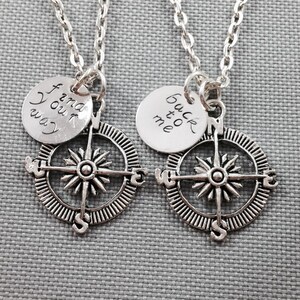 Customized Compass Necklace, Mother Daughter Necklace Set, Best Friend ...
