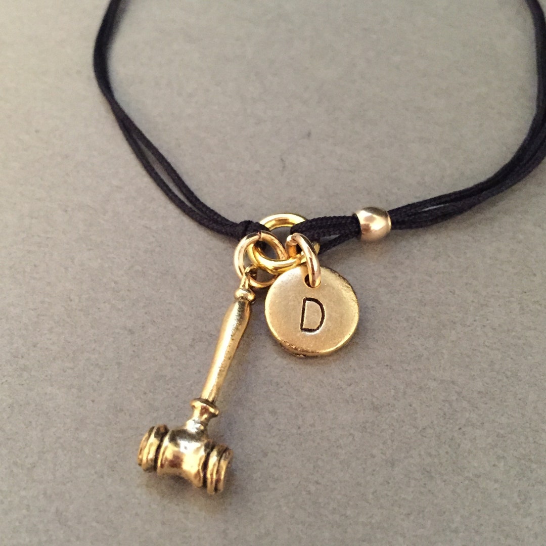 Gavel Cord Bracelet, Gavel Charm Bracelet, Adjustable Bracelet ...