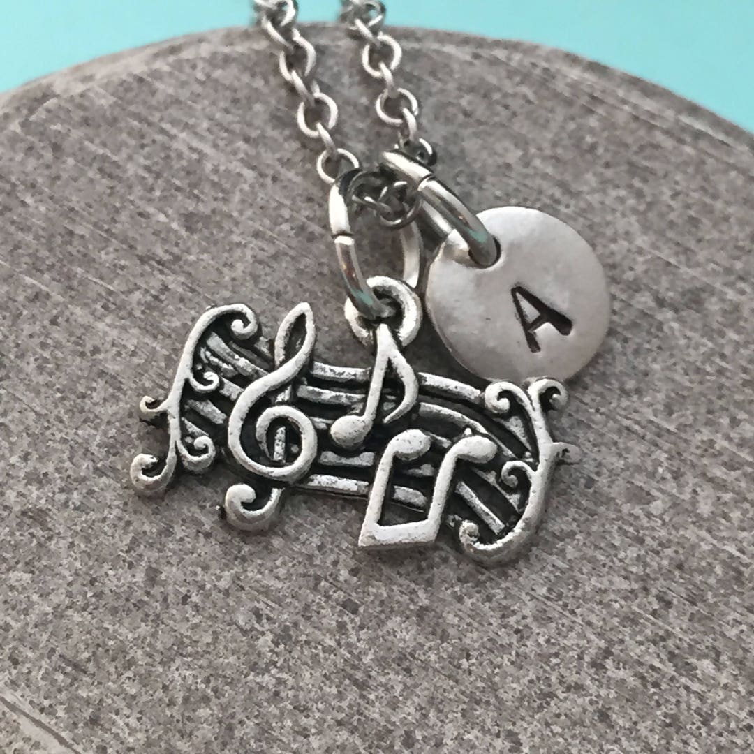 Music Notes Necklace, Music Notes Charm, Music Necklace, Personalized ...