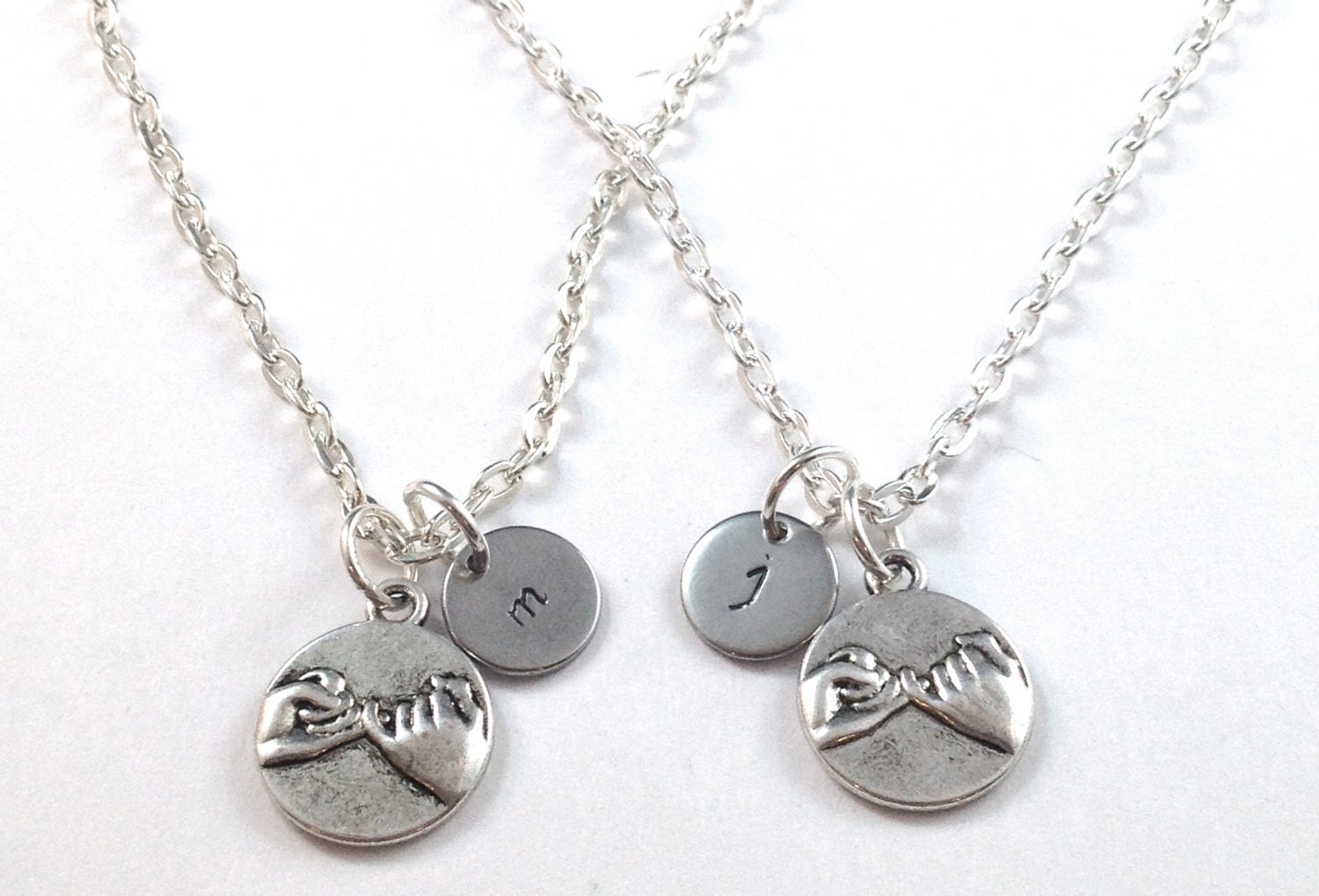 Gift for Best Friends Initial Best Friend Necklace Set Pinky - Etsy