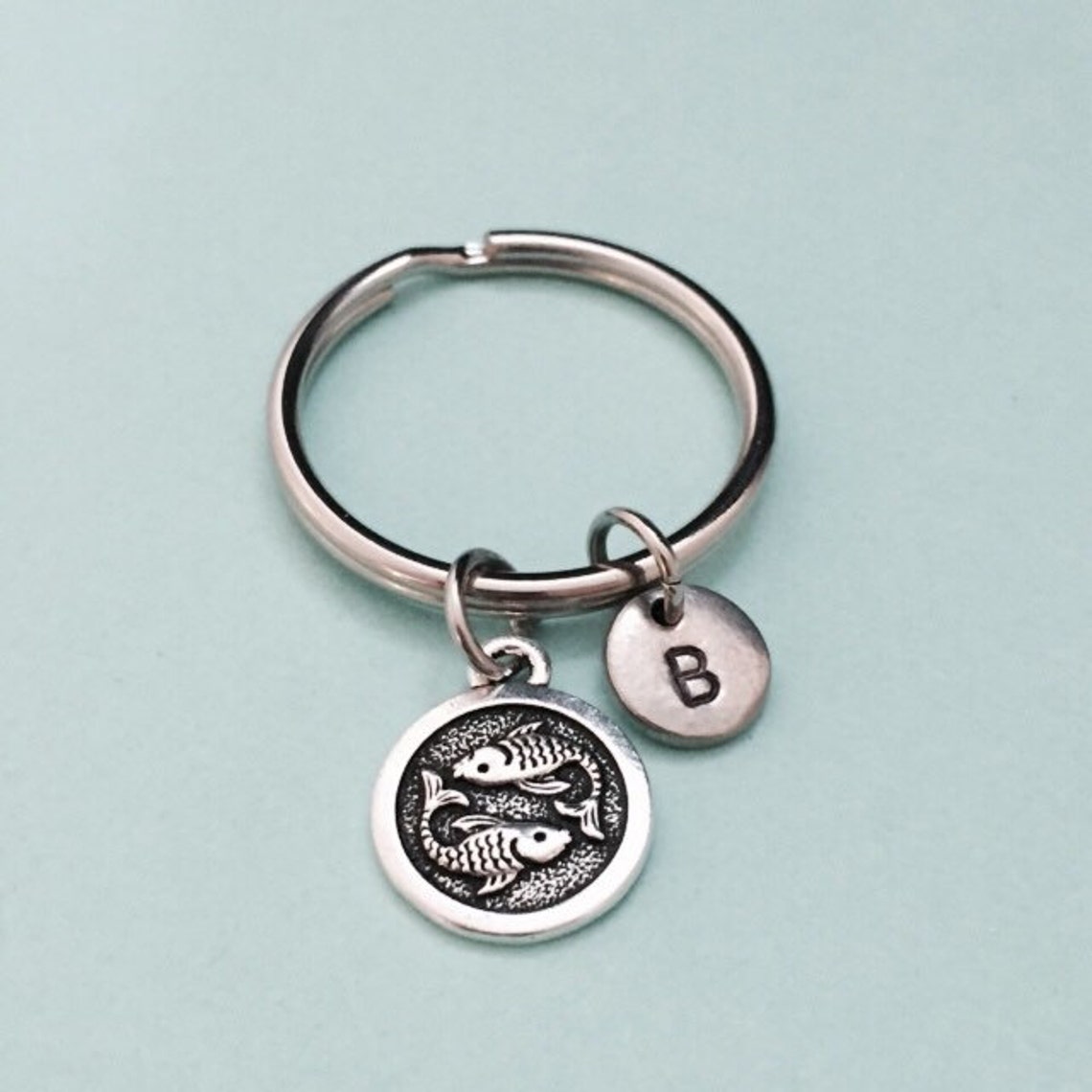 Pisces Keychain Pisces Charm Horoscope Keychain - Etsy