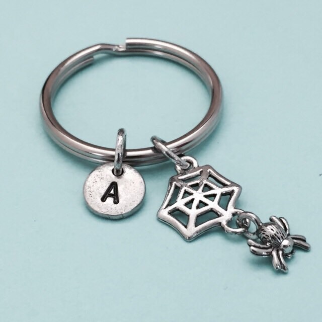 Spider and Web Keychain Spider and Web Charm Halloween | Etsy