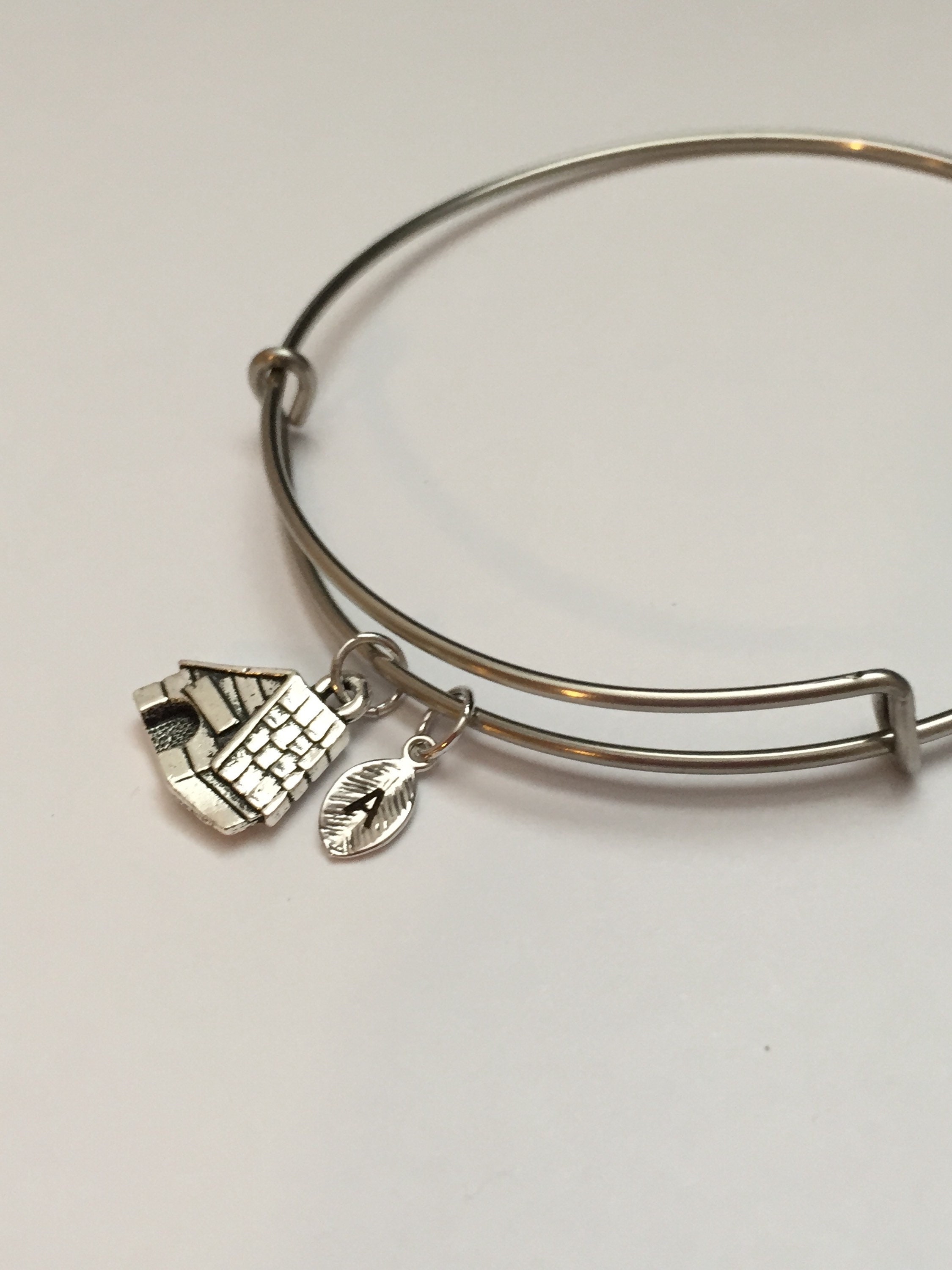 Dog House Bangle, Dog House Charm Bracelet, Expandable Bangle, Charm ...