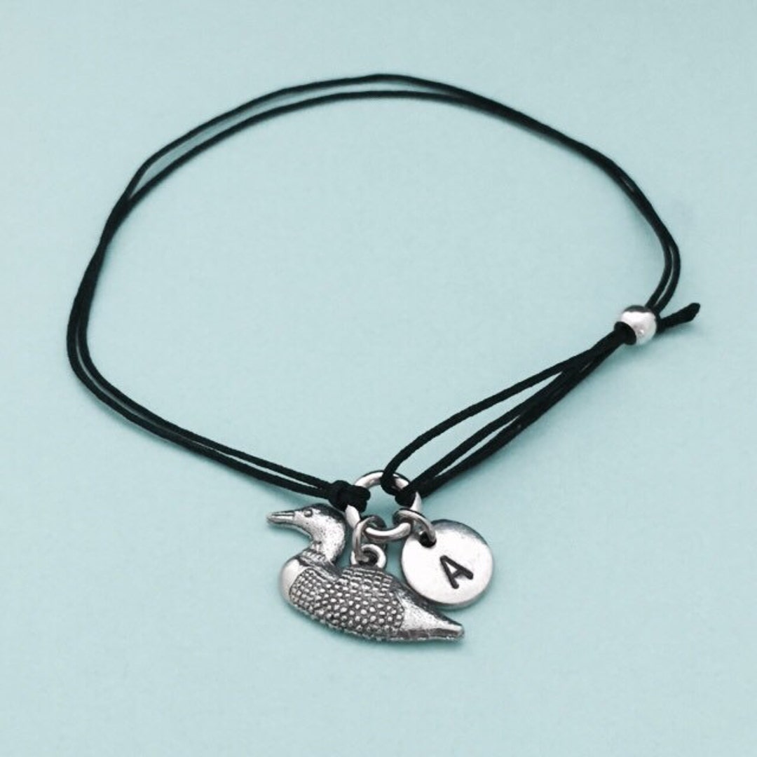 Loon Cord Bracelet, Loon Charm Bracelet, Adjustable Bracelet, Charm ...