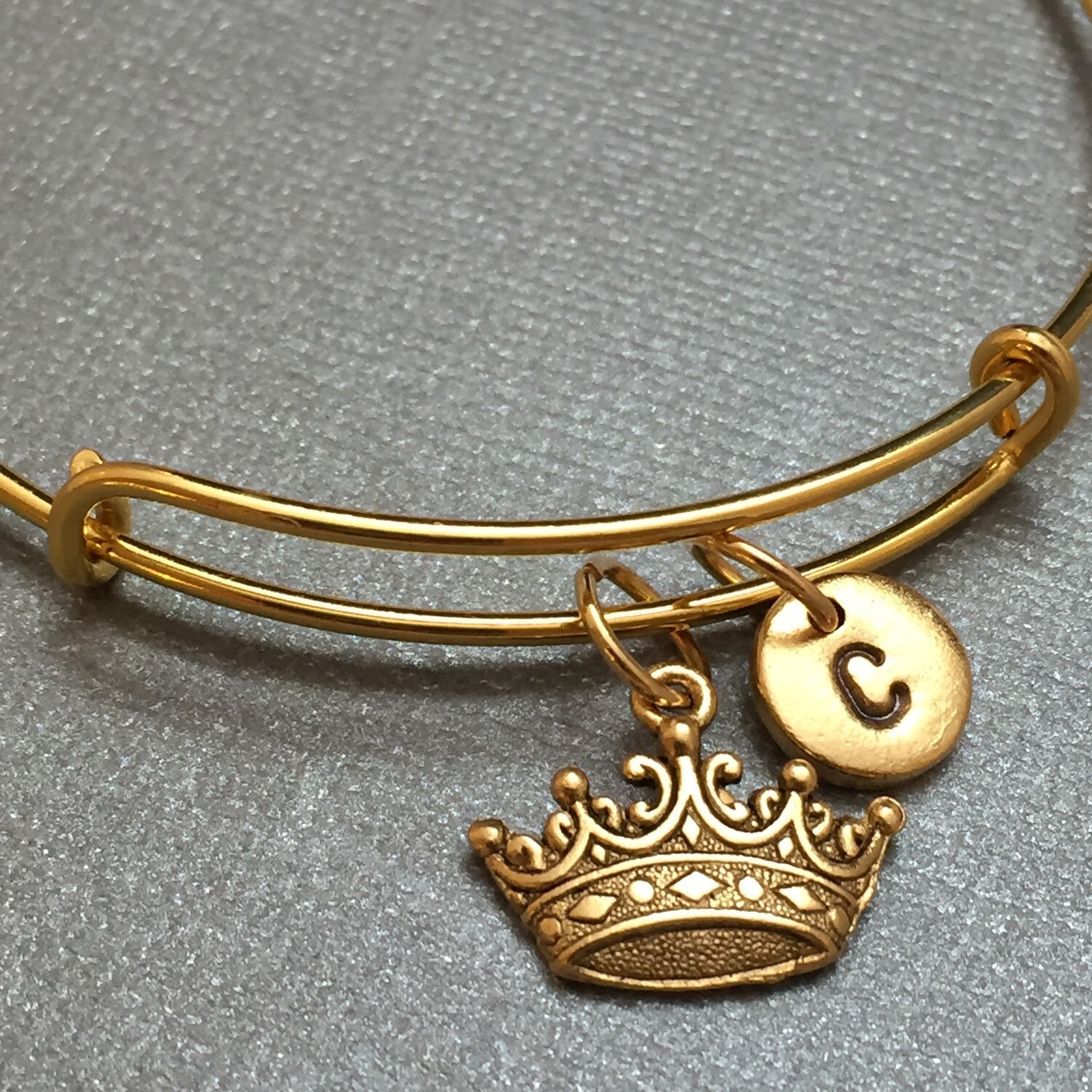 Crown bangle crown charm bracelet expandable bangle charm | Etsy