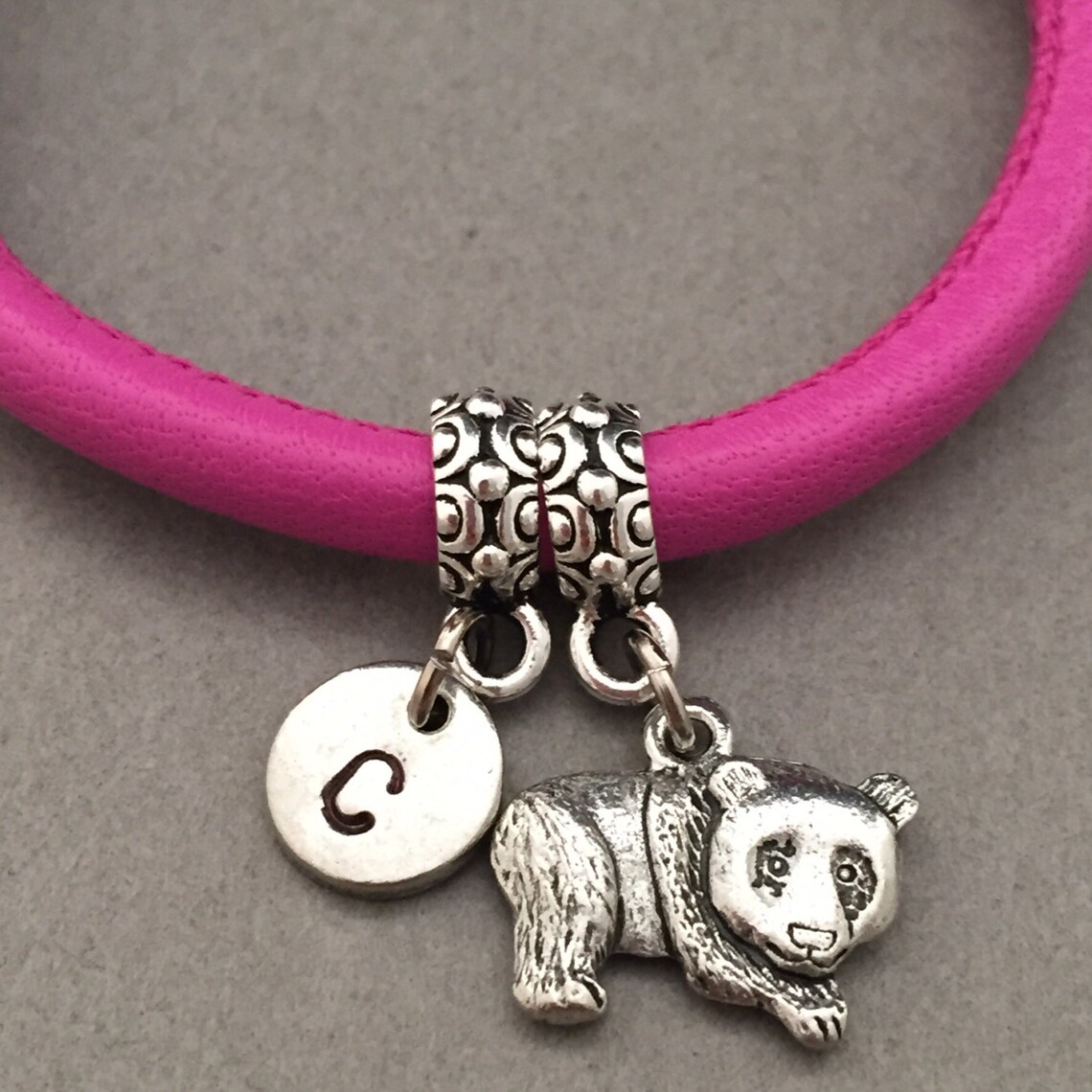 Panda Leather Bracelet, Panda Charm Bracelet, Leather Bracelet ...