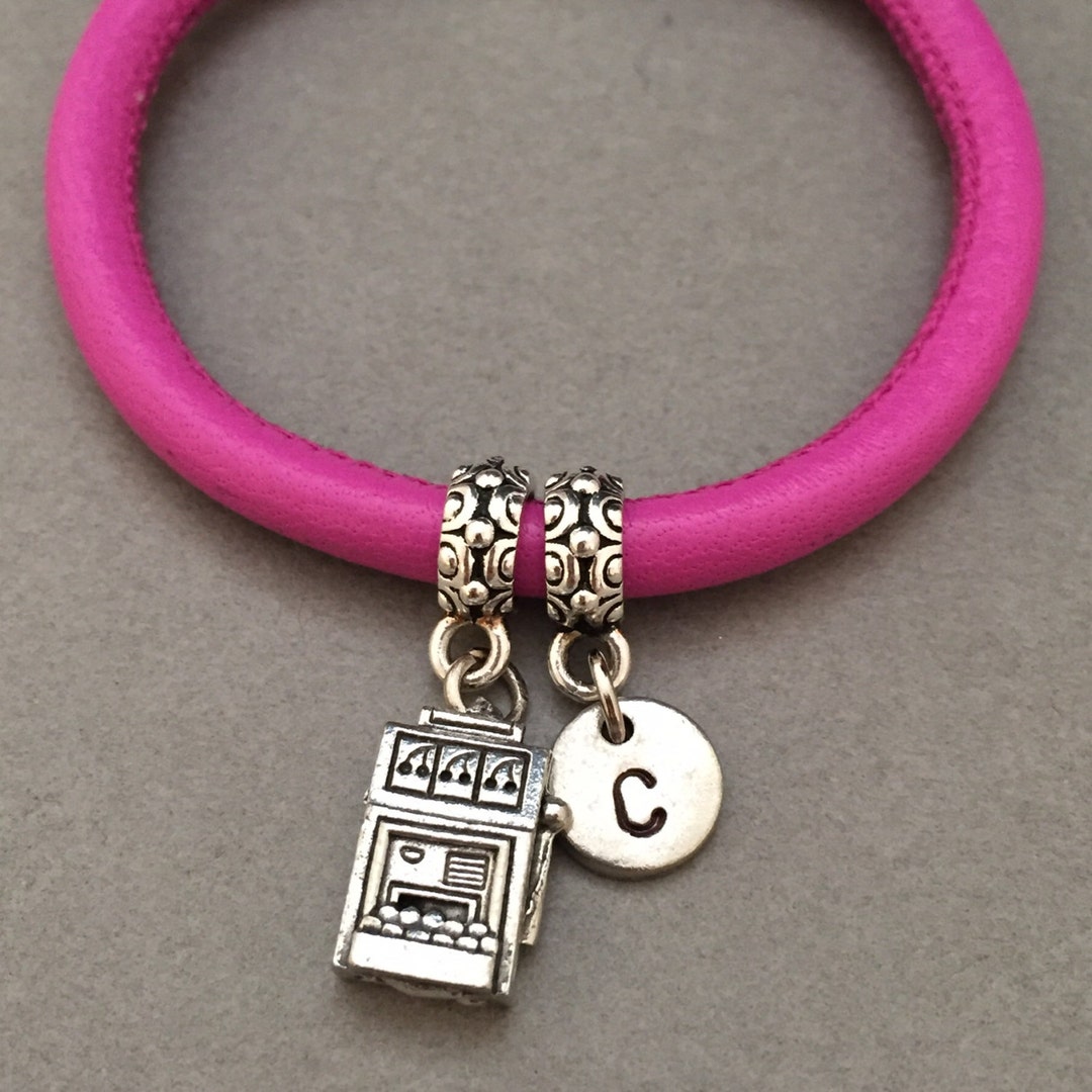 Slot Machine Leather Bracelet, Slot Machine Charm Bracelet, Leather ...