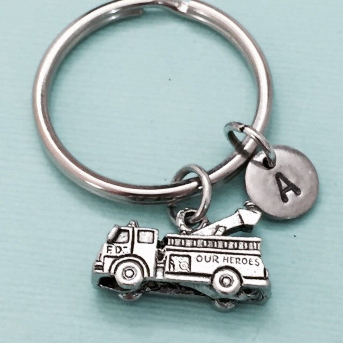Fire Truck Keychain, Fire Truck Charm, Firefighter Keychain ...