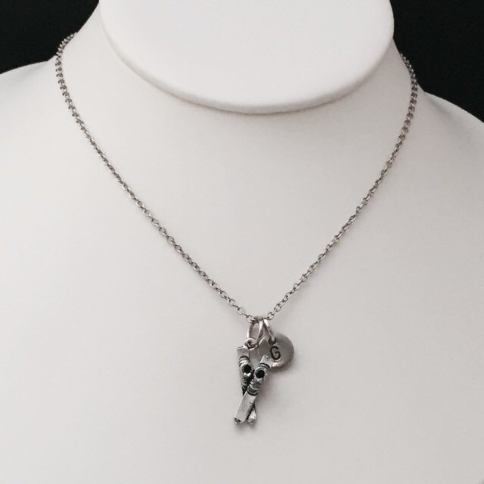 Pair of Ski Necklace, Pair of Ski Charm, Skiing Necklace, Personalized ...