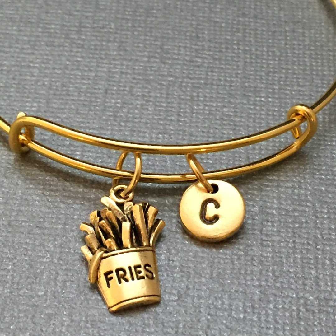 Fries Bangle, Fries Charm Bracelet, Expandable Bangle, Charm Bangle ...