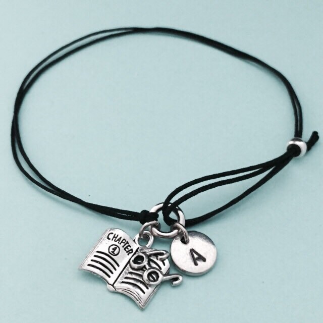 Book Cord Bracelet Book Charm Bracelet Adjustable Bracelet | Etsy