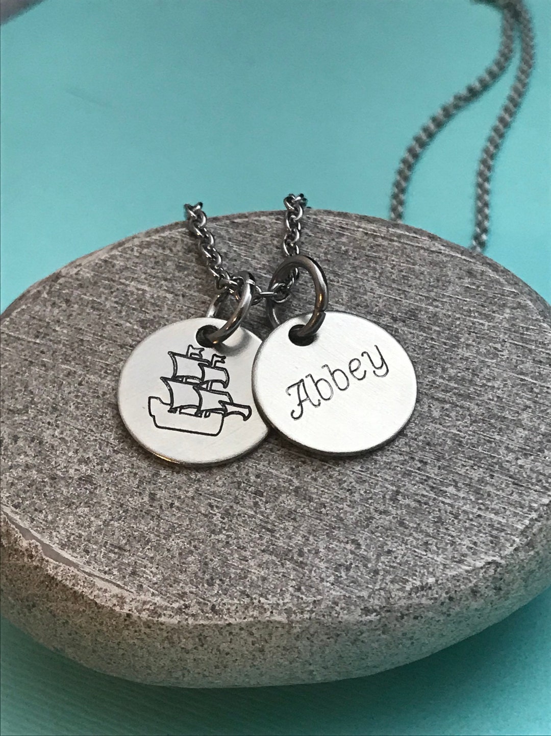 Pirate Ship Necklace, Pirate Ship Jewelry, Custom Name Necklace, Pirate ...