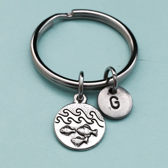 Water symbol keychain water symbol charm symbol keychain | Etsy