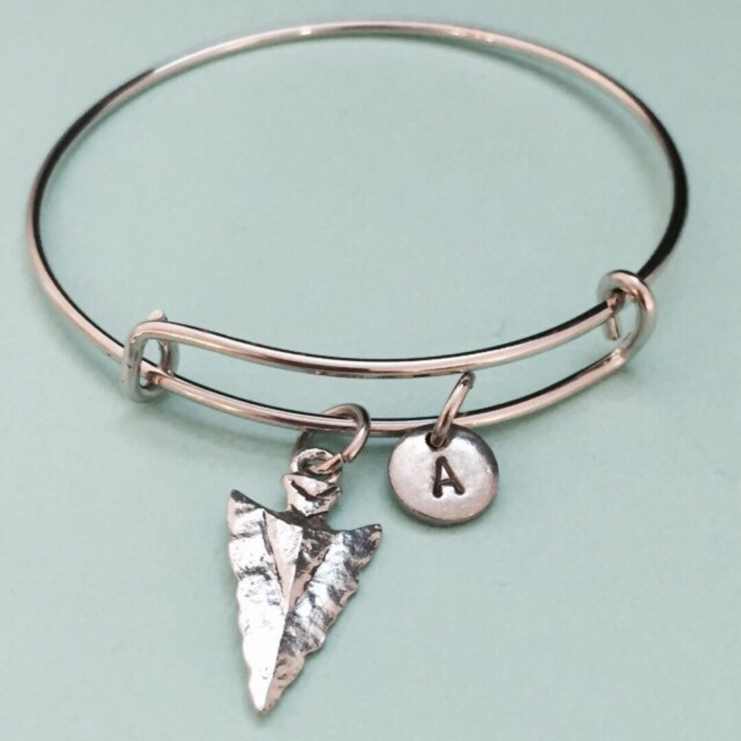 Arrow Head Bangle, Arrow Head Charm Bracelet, Expandable Bangle, Charm ...