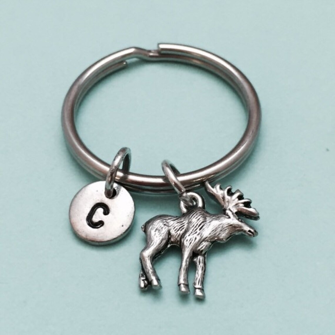 Moose Keychain Moose Charm Animal Keychain Personalized - Etsy