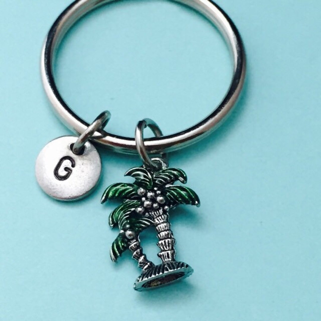 Palm Tree Keychain, Palm Tree Charm, Ocean Keychain, Personalized ...