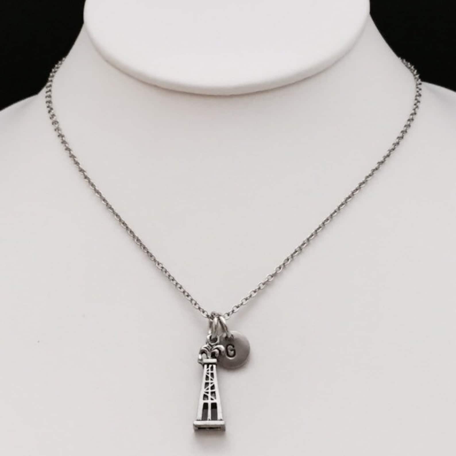 Oil Rig Necklace Oil Rig Charm Drilling Rig Necklace - Etsy