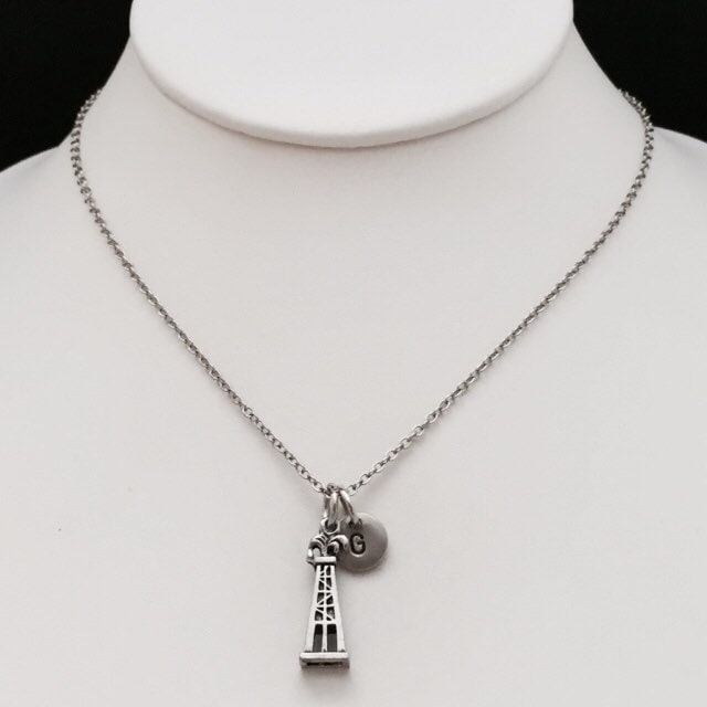 Oil Rig Necklace Oil Rig Charm Drilling Rig Necklace - Etsy