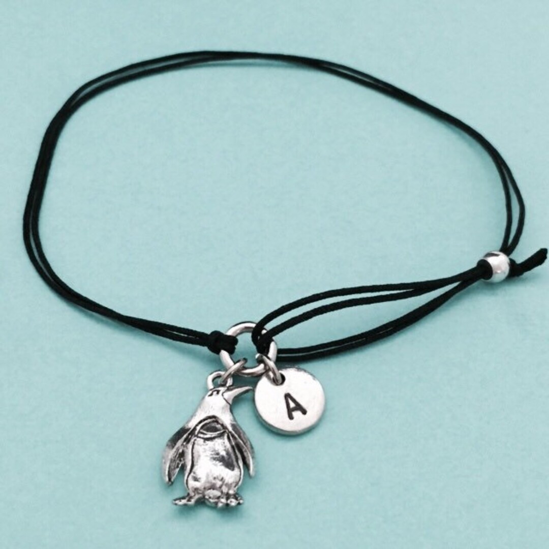 Penguin Cord Bracelet, Penguin Charm Bracelet, Adjustable Bracelet ...