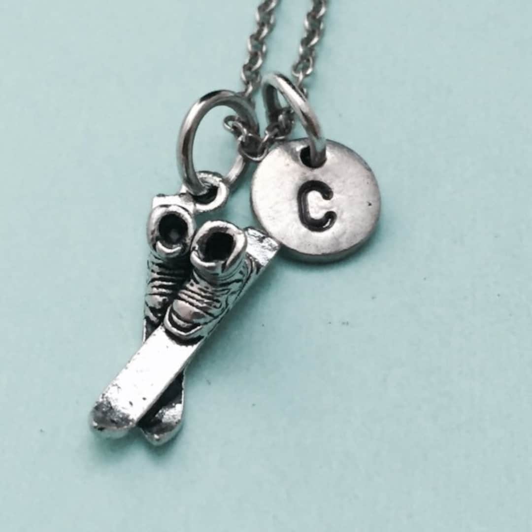 Pair of Ski Necklace, Pair of Ski Charm, Skiing Necklace, Personalized ...