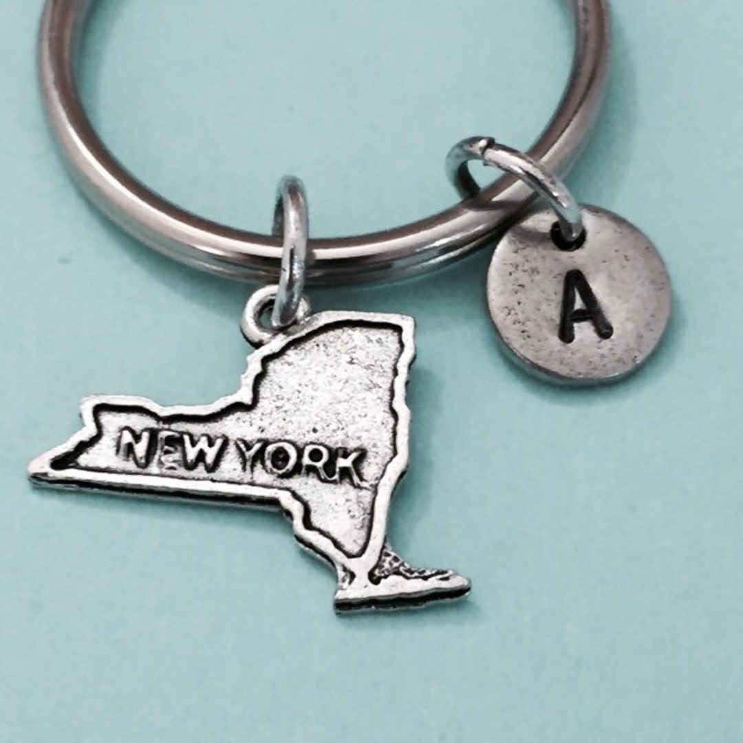 New York Keychain, New York Charm, State Keychain, Personalized ...