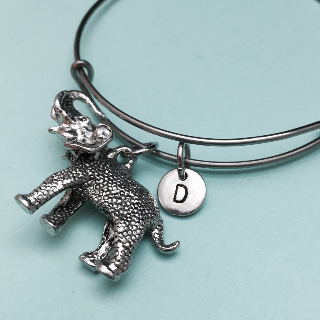 Elephant Bangle, Elephant Charm Bracelet, Expandable Bangle, Charm ...