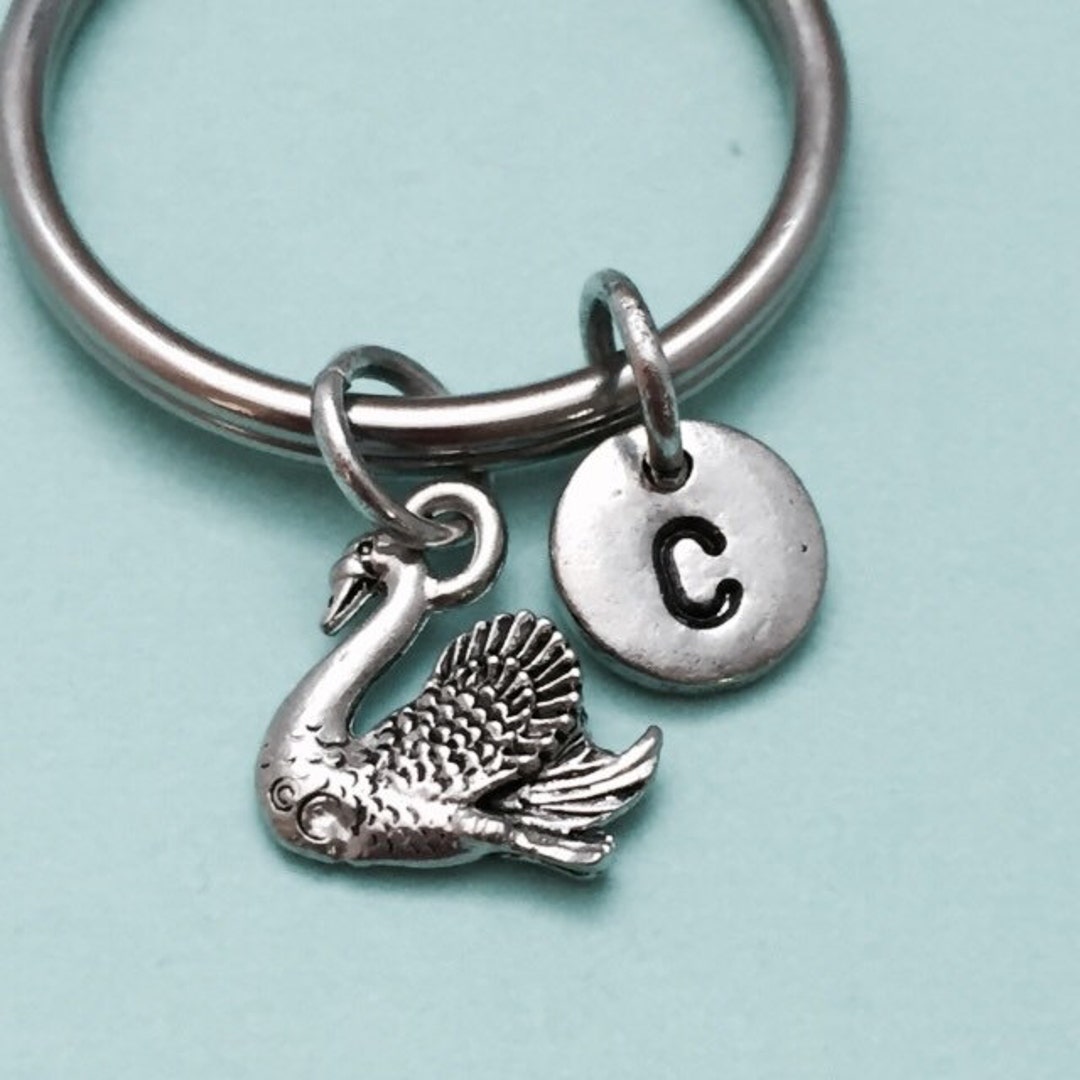 Swan Keychain, Swan Charm, Bird Keychain, Bird Charm, Personalized ...