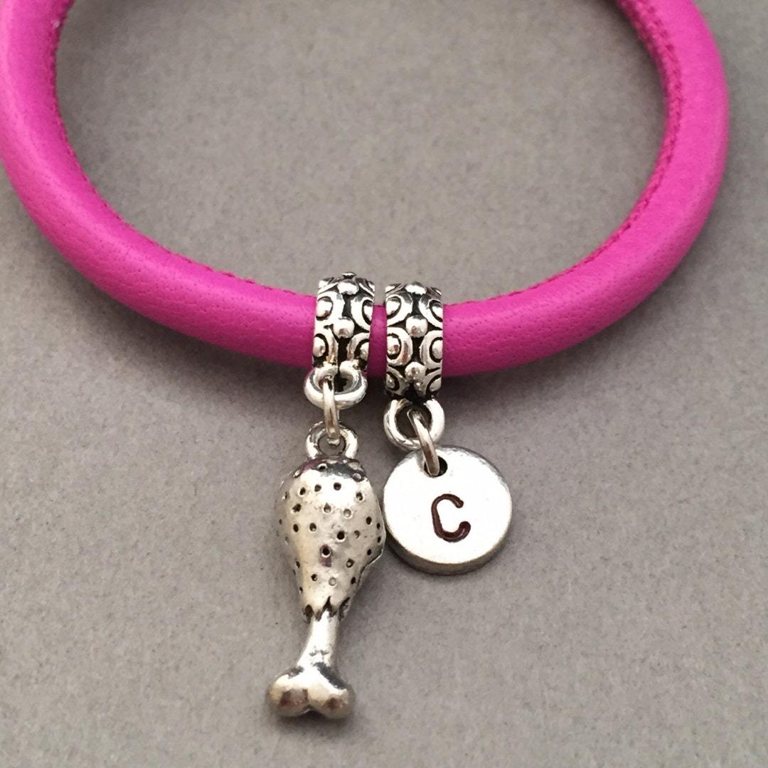 Turkey Leg Leather Bracelet, Turkey Leg Charm Bracelet, Leather Bangle ...