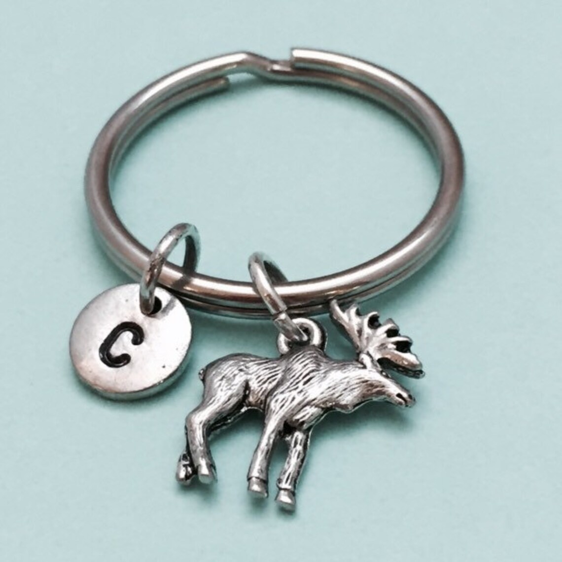 Moose Keychain Moose Charm Animal Keychain Personalized - Etsy