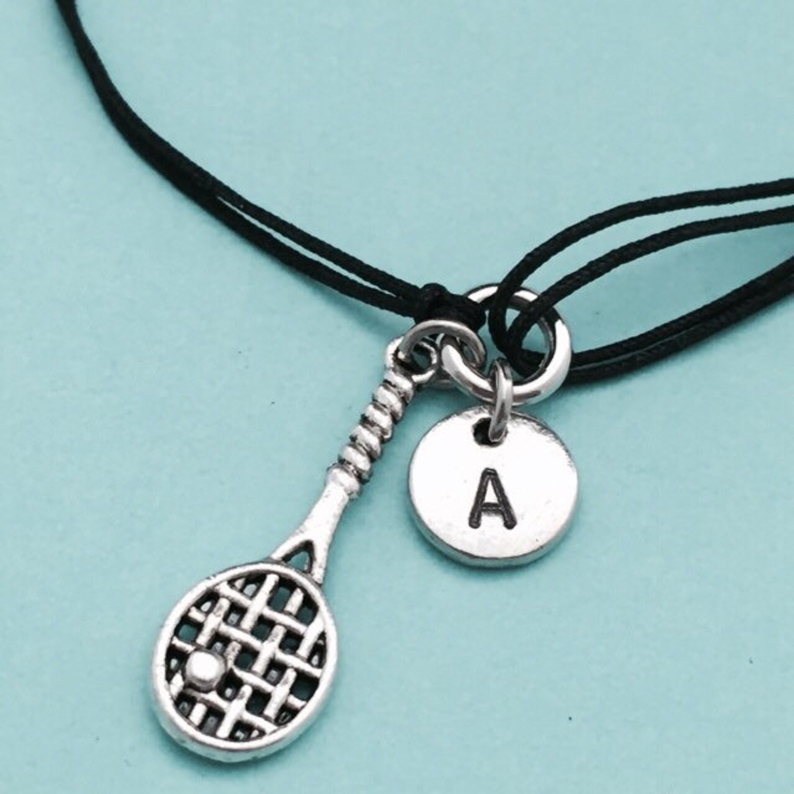 Tennis Racket Cord Bracelet, Tennis Racket Charm Bracelet, Adjustable ...