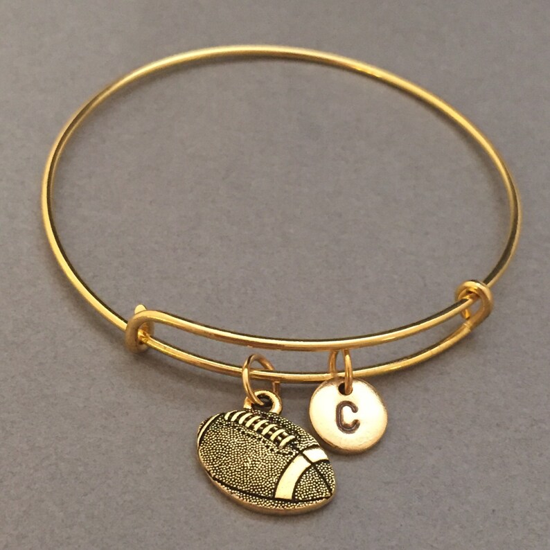 Football Bangle Football Charm Bracelet Expandable Bangle - Etsy