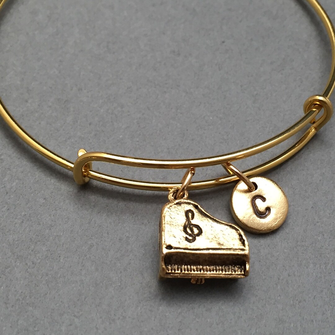 Piano Bangle, Piano Charm Bracelet, Expandable Bangle, Charm Bangle ...