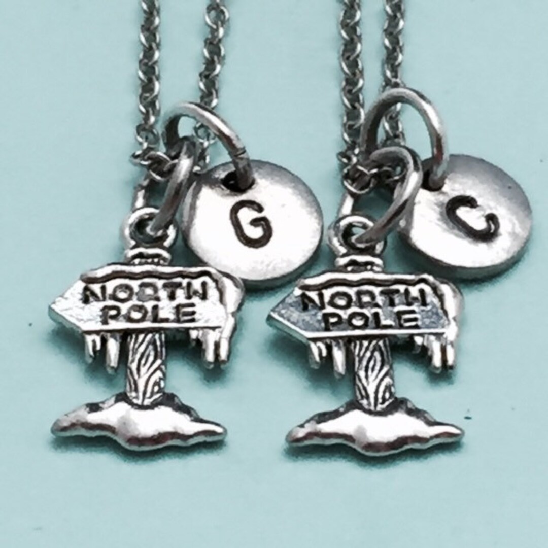 Best Friend Necklace, North Pole Sign, Christmas Necklace, Bff Necklace ...