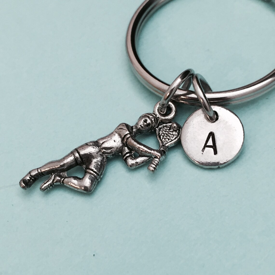 Tennis Player Keychain Tennis Player Charm Sports Keychain - Etsy