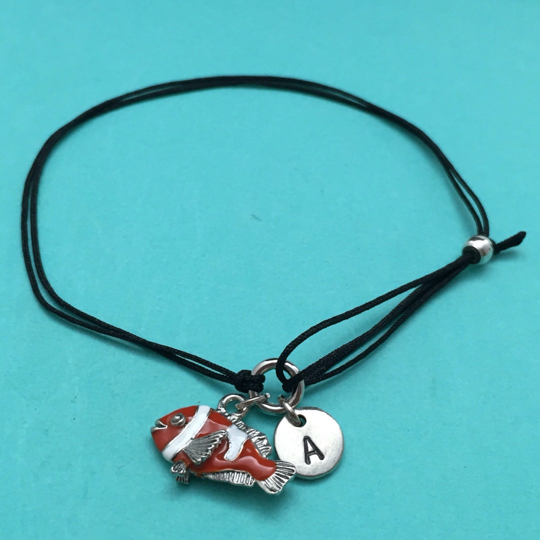 Clown Fish Cord Bracelet, Clown Fish Charm Bracelet, Adjustable ...