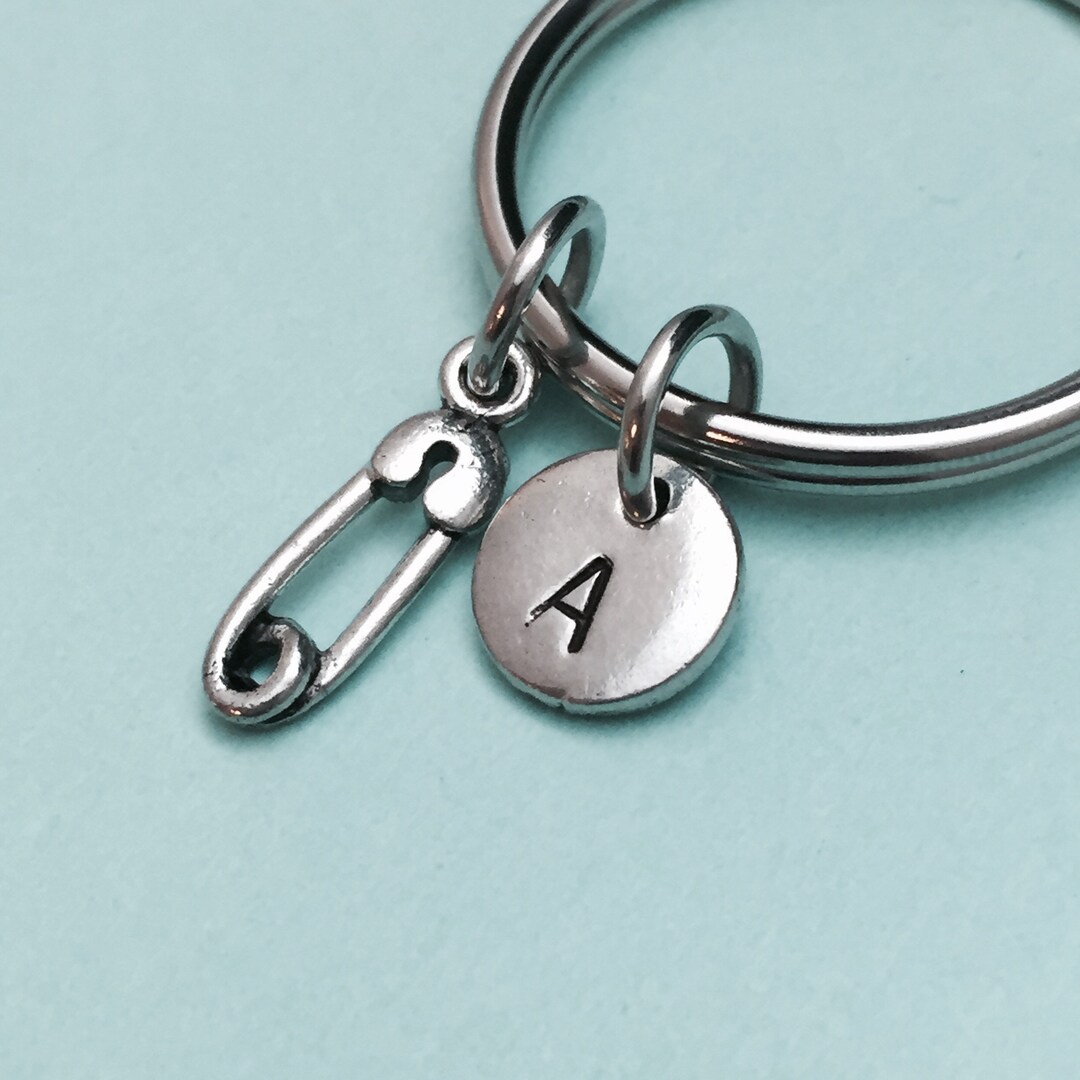 Safety Pin Keychain, Safety Pin Charm, Baby Keychain, Personalized ...
