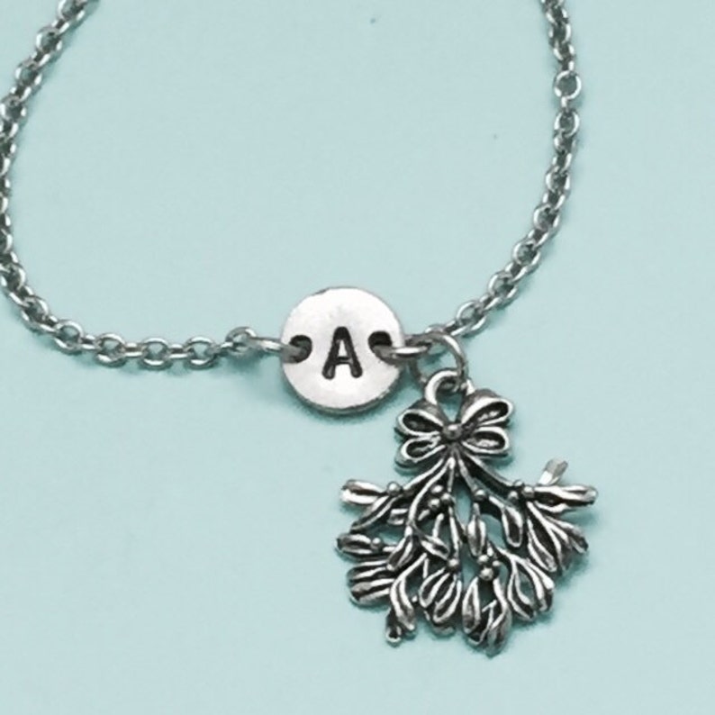 Mistletoe Charm Bracelet, Mistletoe Charm, Adjustable Bracelet ...