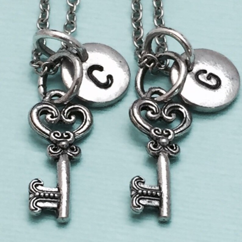 Best Friend Necklace, Key Necklace, Skeleton Key Necklace, Bff Necklace ...