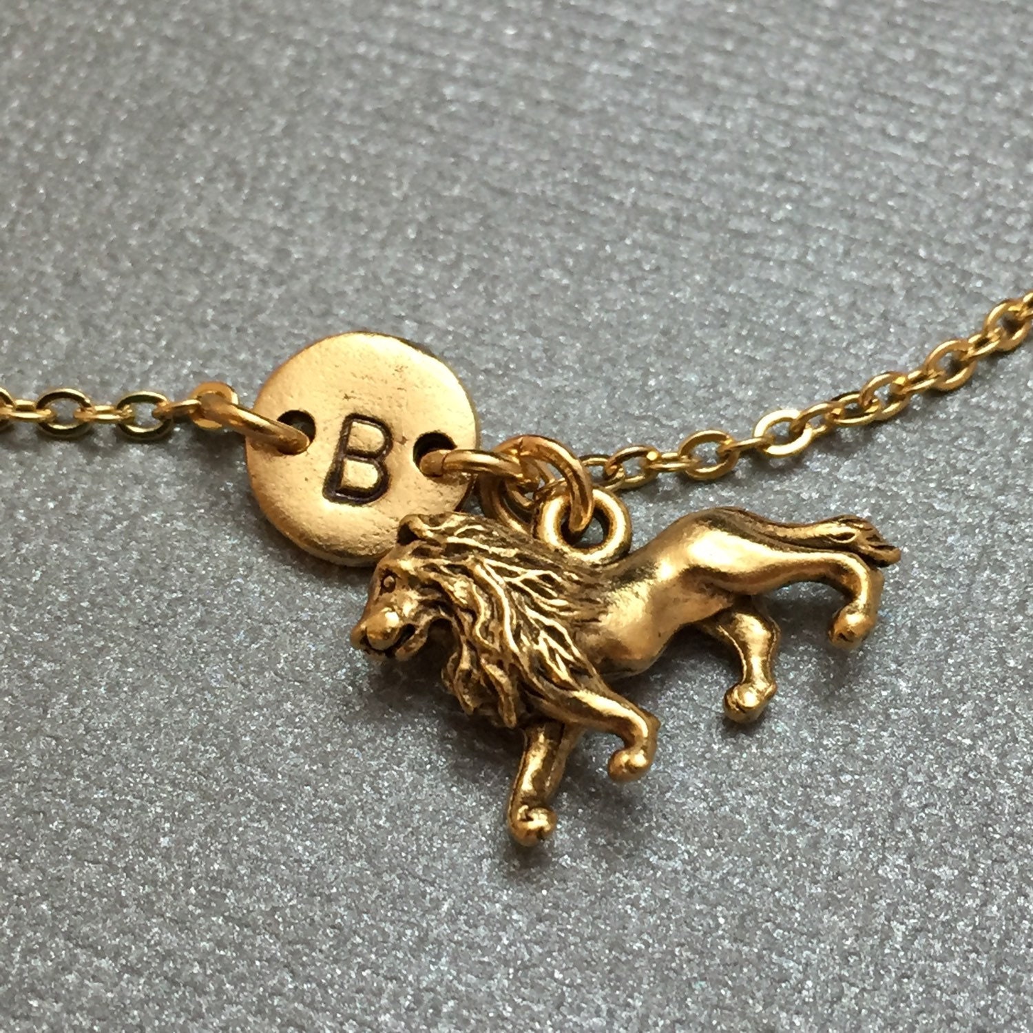 Lion Charm Bracelet Lion Charm Adjustable Bracelet Animal - Etsy