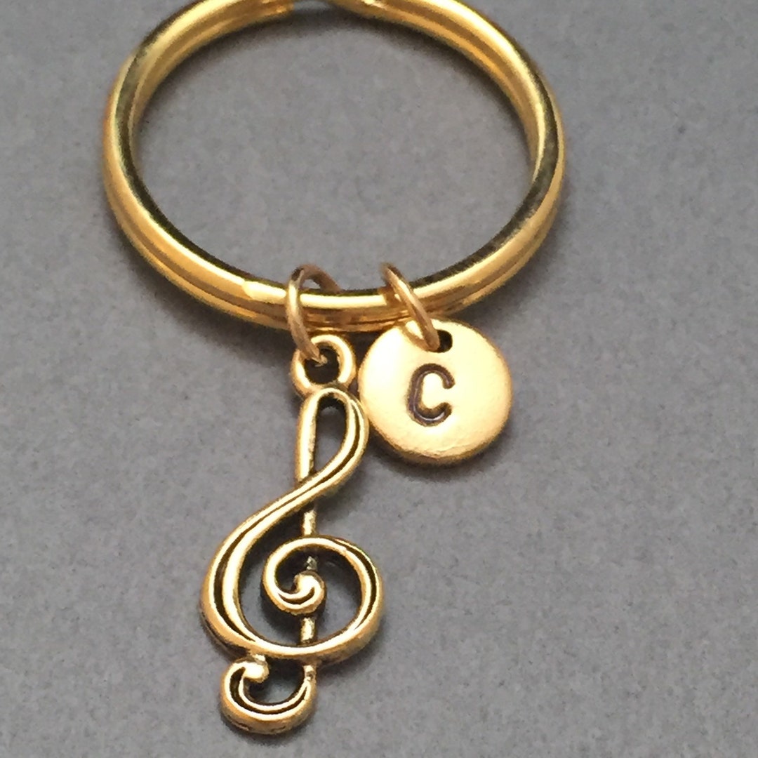 Music Note Keychain, Music Note Charm, Music Keychain, Personalized ...