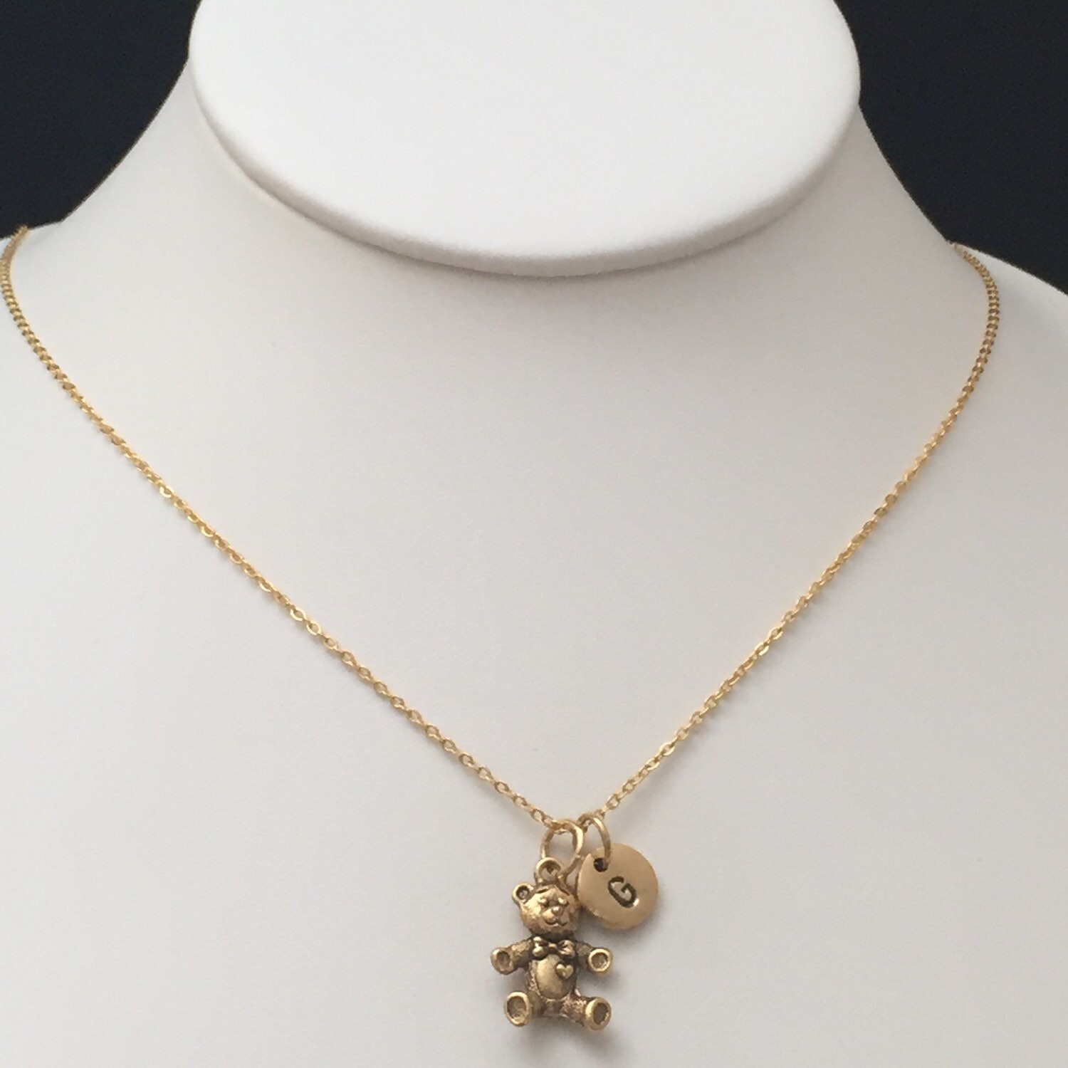 Teddy Bear Necklace, Teddy Bear Charm, Stuffed Animal, Personalized ...