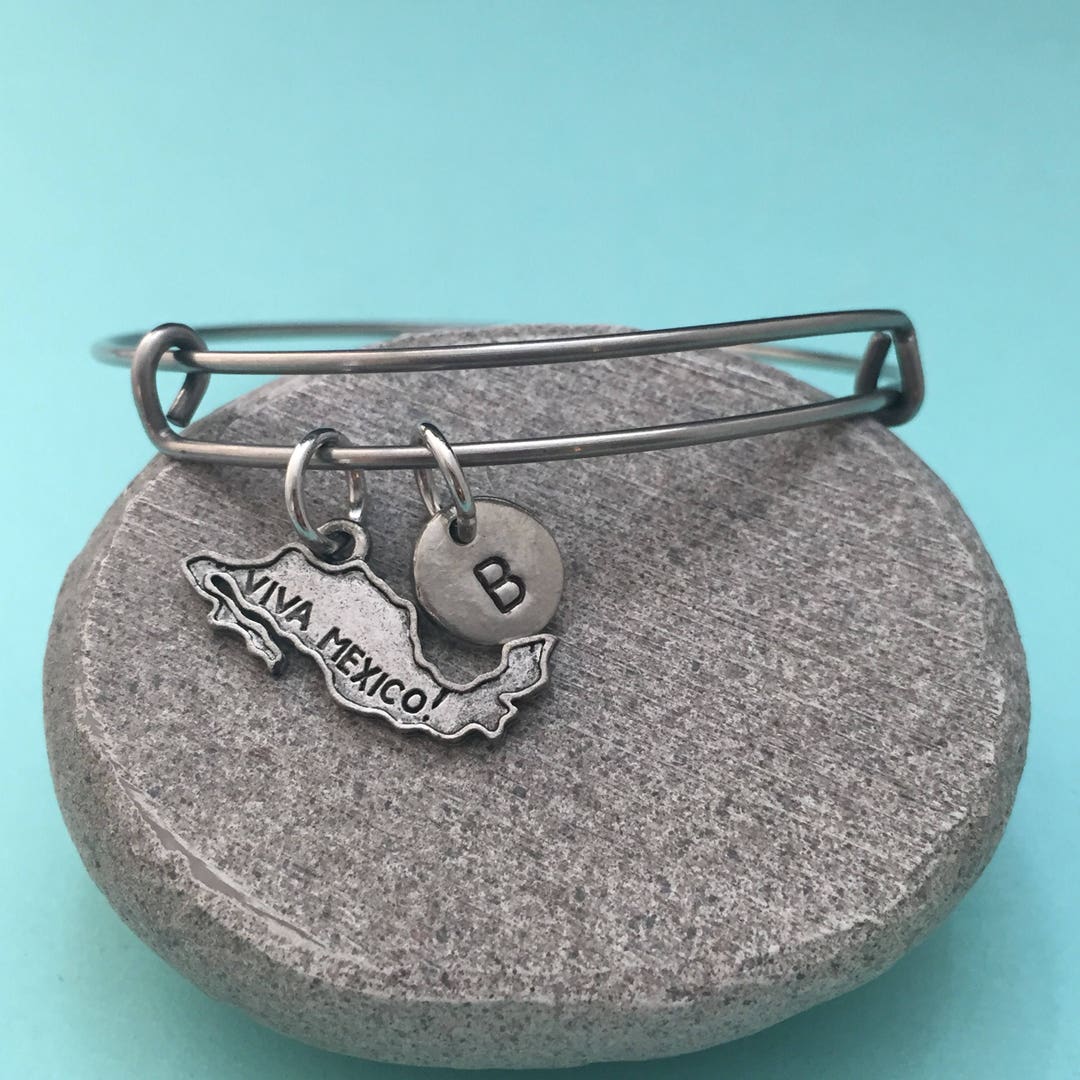 Mexico Bangle, Mexico Charm Bracelet, Expandable Bangle, Charm Bangle ...