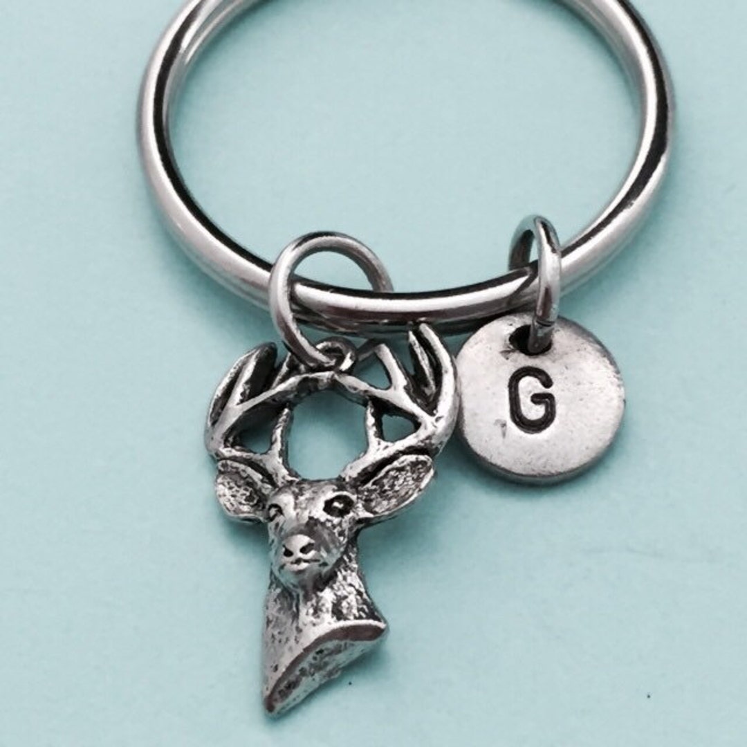 Deer Head Keychain, Deer Head Charm, Hunting Keychain, Personalized ...
