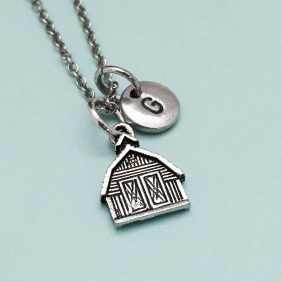 Barn Necklace, Barn Charm, Personalized Necklace, Initial Necklace ...