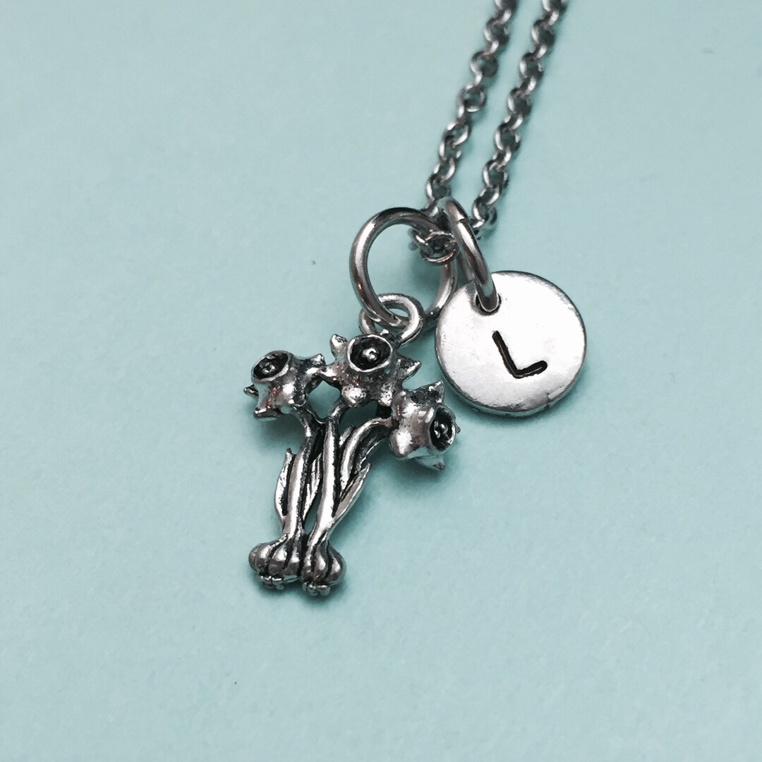 Daffodils Necklace, Daffodils Charm, Flower Necklace, Personalized ...