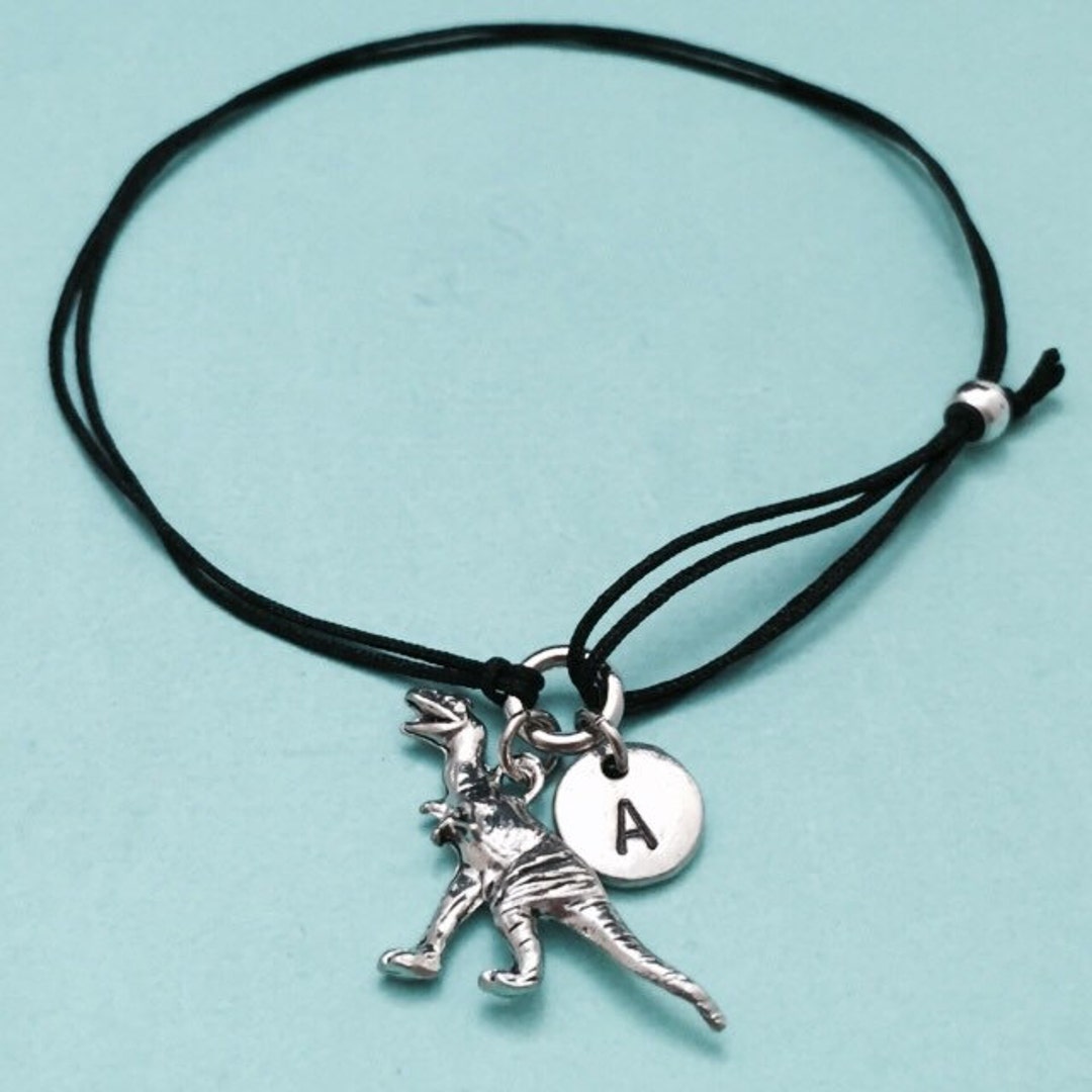 T-rex Cord Bracelet, T-rex Charm Bracelet, Adjustable Bracelet, Charm ...